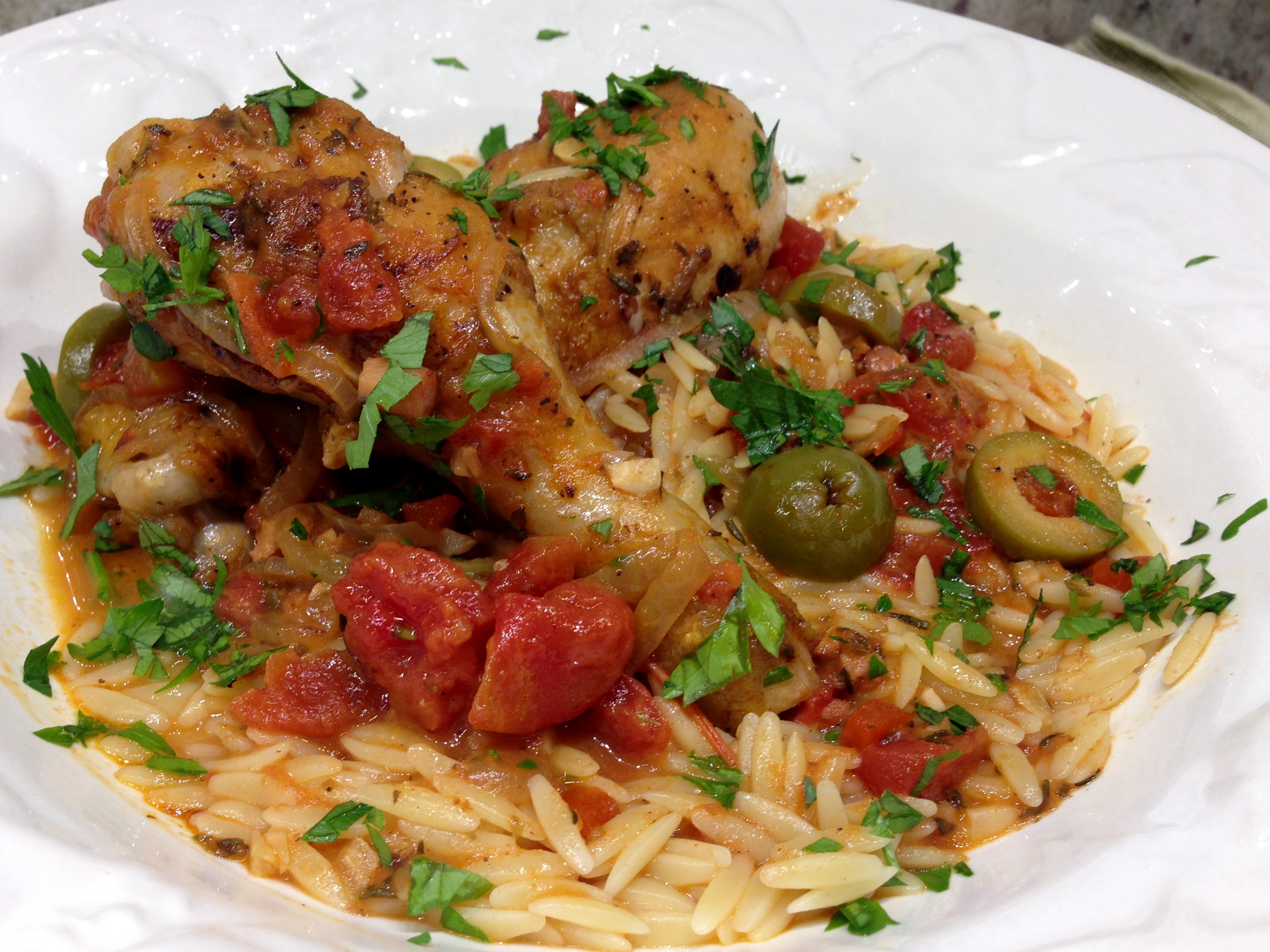 Basque Style Chicken with Orzo – Life of the Party Always!